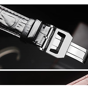 Replacement leather watch strap for IWC Portuguese curved men's watch belt Portuguese meter 7 pilot leather bracelet 22mm (22mm,Blue)