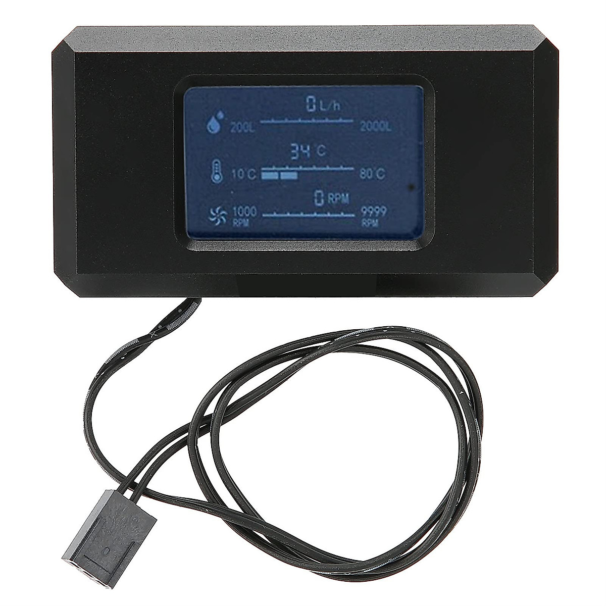 PC Water Cooling Thermometer, Smart LCD Speed Temperature Detect, PC G1/4 Thread Water Cooling System Temperature Meter for Computer Laptop