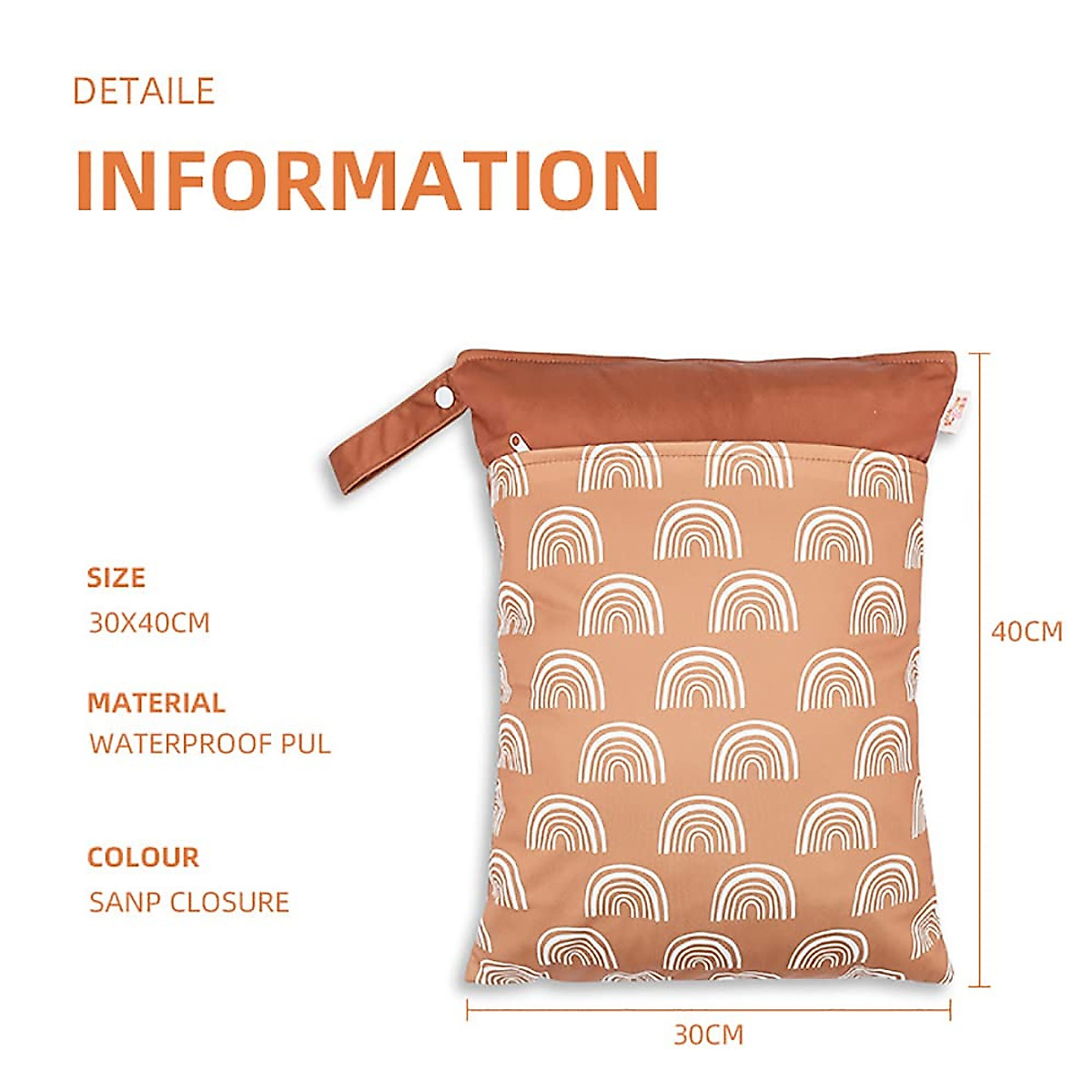 KKTAPOS Wet Dry Bags for Baby Cloth Diapers - Waterproof Reusable Washable Travel Bags, Gym Bag, Pool, Daycare Soiled Baby Items Yoga Gym Bag for Swimsuits & Wet Clothes 3pcs/set (Sun)