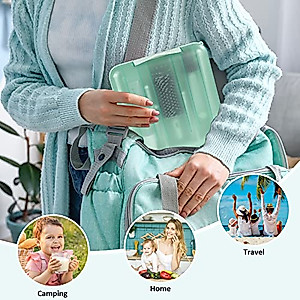 Hineriaeo Baby Bottle Drying Rack Kit, 7 in 1 Cleaner Set with Drying Rack,Silicone Bottle Brush,Straw Brush,Nipple Brush,Soap Dispenser,Spoon,Storage Box, Portable Baby Essentials for Home & Travel