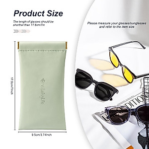 V-LAFUYLIFE Glasses Case Soft 2 Pack - Portable Leather Squeeze Top Eyeglass Case Anti-Scratch Soft Sunglasses Case for Women.(Pink/Green)