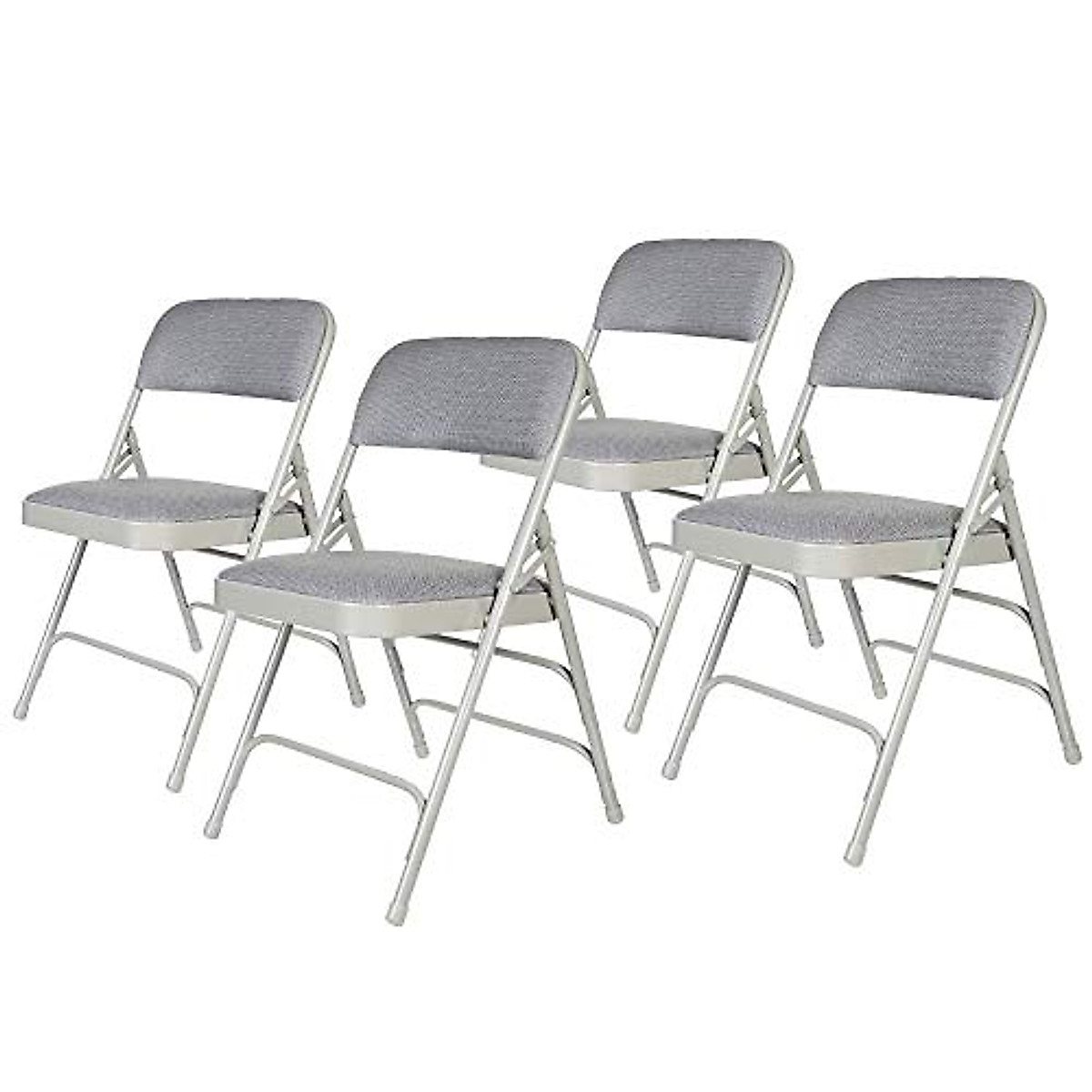 OEF Furnishings Premium Fabric Upholstered Steel Folding Chairs, 4 Pack, Grey