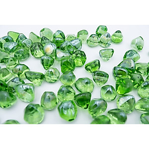 AKOYA Outdoor Essentials 10-Pound Fire Glass Diamonds 1-inch Reflective Tempered Crystal Beads for Fire Pit (10 lbs - 1 inch, Emerald Green)
