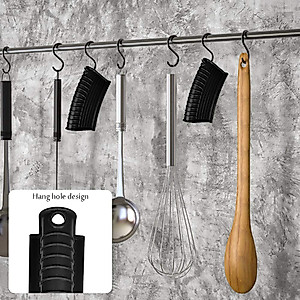 Silicone Assist Handle Holder, Hot Skillet Handle Covers Pot Grip Handle Sleeve Cast Iron Skillets Non-Slip Heat Resistant Pan Grip Cover for Cast Iron Woks Frying Pans Griddles Skillets (Black)