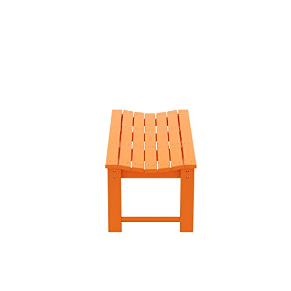 WO Home Furniture Outdoor 46" Backless HDPE Adirondack Bench, Poly Lumber Seat for Patio, Backyard, Balcony, All Weather Resistant with UV Protection, Orange
