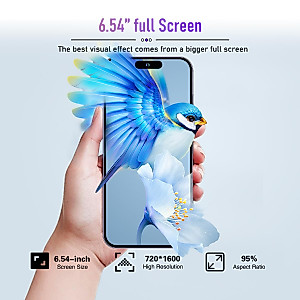 Deeptick Unlocked Cell Phones 2023 Android 13 Smartphone with Dynamic Island 8GB+128GB 8-Core Mobile Phones 50MP+8MP Camera 6.54" HD Screen Long Battery Life Phone with 4G Dual SIM(Pueple)