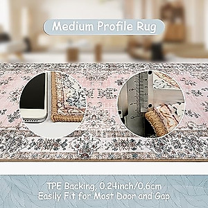 Lahome Machine Washable Round Rug 5Ft, Soft Boho Pink Round Area Rugs for Nursery and Girls Bedroom, Pastel Floral Ultra-Thin Non-Slip Circle Carpet for Living Room Indoor Floor Home Office Decor