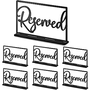 AMHIL Saturey 6 Pieces Acrylic Reserved Table Signs Black Reservation for Wedding Party Celebrations