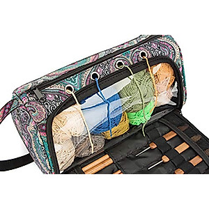 Pacmaxi Yarn Storage Knitting Organizer Carrying Yarn Holder Lightweight Yarn Storage Bag Portable Knitting Organizer for Cotton Yarns, Crochet Hooks, Knitting Needles(Up to 10 Inch)(Bag Only) (Blue)
