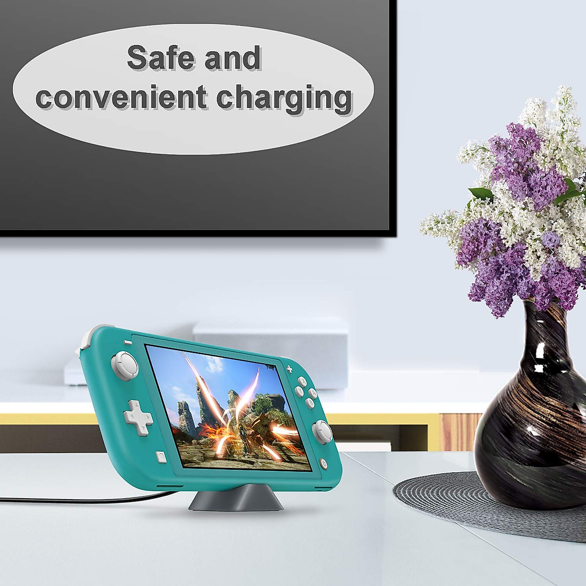 Charging Dock Compatible with Nintendo Switch/Switch Lite/Switch OLED Model, Compact Charger Stand Station with Type C Port Compatible with Nintendo Switch Lite 2019 / Switch OLED Model(Gray)