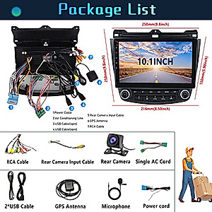 Android 11 Car Stereo for Honda Accord 7th 2003 2004 2005 2006 2007 Built-in Wireless Carplay Android Auto 10 Inch Touchscreen Radio with Backup Camera GPS WiFi HiFi Bluetooth Steering Wheel Control