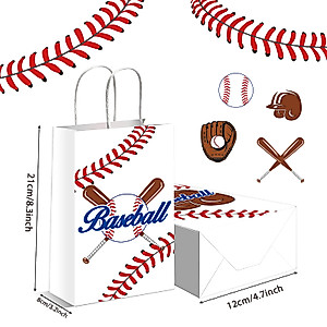 gisgfim 16pcs Baseball Party Gift Treat Bag Baseball Theme Party Candy Goodie Favor Bags with Handle for Baseball Birthday Party Baby Shower Decoration Supplies