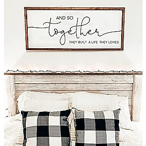 And So Together They Built A Life They Loved Sign - Bedroom Decor - Signs For Above Bed - Family Living Room Signs - Above Bed Signs (20x48 inches)