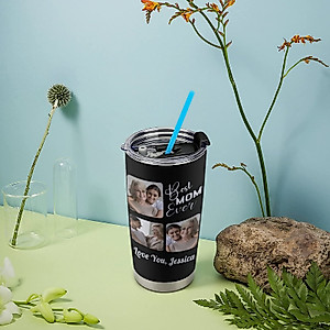 Personalized Picture Coffee Mug with Text Name Gift on Mother's Day Birthday for Mom Wife Grandma Custom Photo Travel Tumbler Insulated Stainless Steel Image Cup