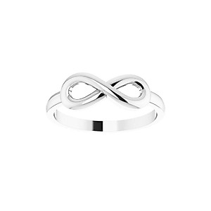 Solid 14k White Gold Infinity-Inspired Ring Band (Width = 5.4mm) - Size 8