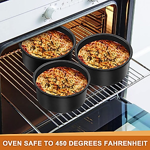 E-far 4 Inch Cake Pan, 4-Piece Nonstick Round Cake Baking Pans for Wedding, Birthday, Layer Cake, Stainless Steel Core & Non-Toxic Coating, 2 Inch Deep