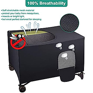 Crib Tent Cover, Pack N Play Blackout Covers, Breathable Portable Travel Crib Shades, Baby Crib Canopy Cover for Indoor & Outdoor Naps Play Sleeping