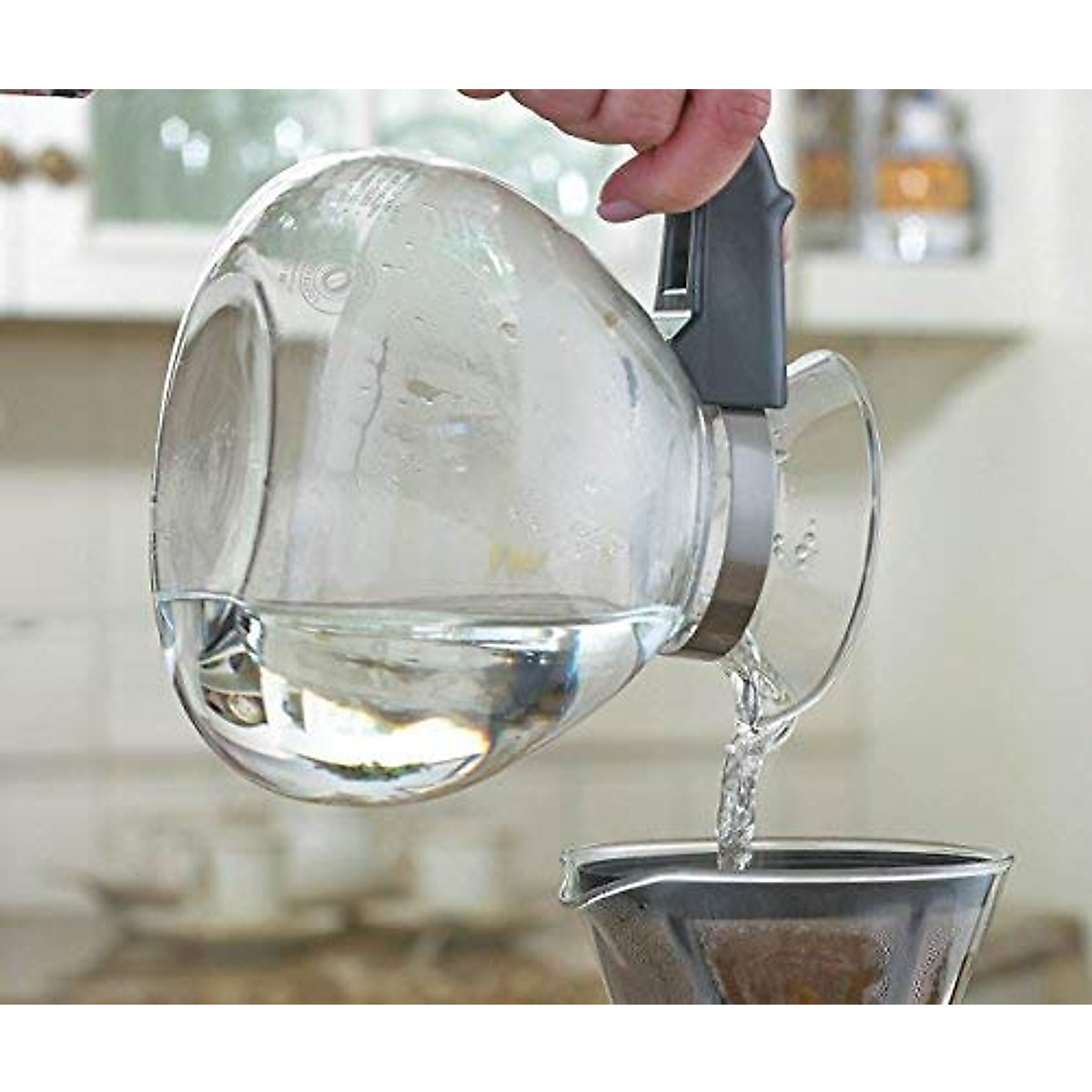 CAFÉ BREW COLLECTION High End Borosilicate Glass Stove Top Whistling Tea Kettle - Best BPA Free Kettle - Best Heat Resistant Glass Tea Kettle - 12 Cup Stovetop Glass Whistling Tea Kettle by Medelco