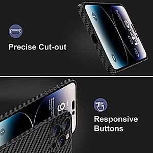 memumi [Upgraded Version Thin Case for iPhone 14 Pro Max Carbon Fiber Pattern 0.3mm Matte Back Cover for iPhone 14 Pro Max Ultra Thin Case with Mnimalist Design and Scratch Resistant Black