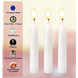 Ner Mitzvah Classic White – 4 Inch Candles - 72 Bulk Pack - for Shabbat Candles, Dinner Tables, Restaurants, Ceremonies and Emergency - 3 Hour Burn Time