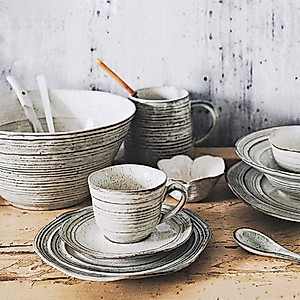 Stylish Dinner Plates,Ceramics Dinner Sets, Retro Steak Plates and Cereals Bowls Sets | 36 Pieces Gradient Thread Porcelain Dinnerware Combination Set for Wedding Gifts and Restaurant