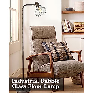 ELYONA Farmhouse Standing Light, Bubble Glass Tall Pole Lamp, Adjustable Industrial Floor Lamp for Bedroom Living Room Office, Edison 6W Bulb Included, Oil Rubbed Bronze Finish