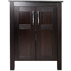 SHWQ 24'' Bathroom Vanity Cabinet with Mirror Glass Ceramic Sink Faucet Combo Brown Cabinet Bathroom cabinets Bathroom Accessories Bathroom Set Bathroom Sets Bath Accessories