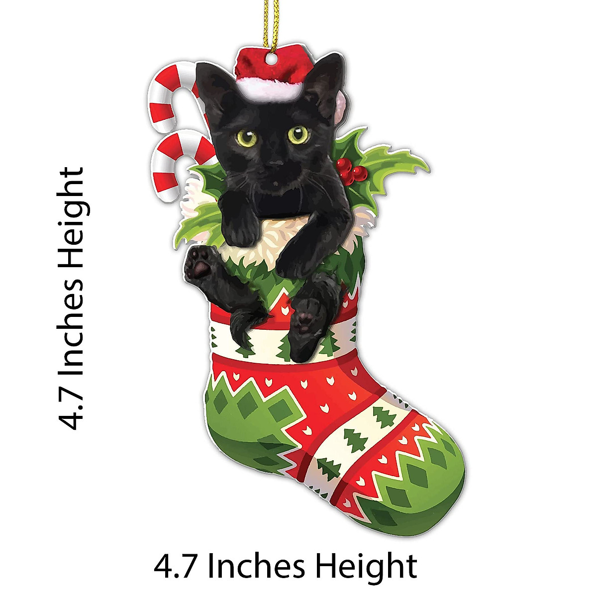 Black Cat Funny Acrylic Ornament - Hilarious Sock Design - Dark Humor Christmas Tree Decoration - 2024 Kitten Christmas Ornament