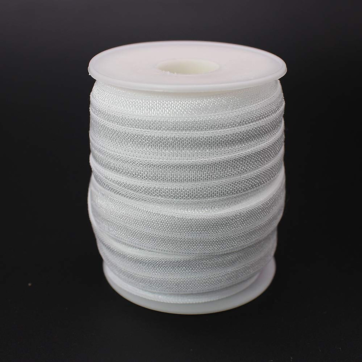 PAMIR TONG 25 Yards 5/8'' Fold Over Elastic FOE Headband Baby Hairbow Soft Foldover Elastic Binding Webbing Tape Craft Sewing (White)