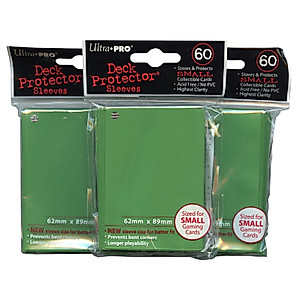 Ultra Pro Card Supplies YuGiOh Sized Deck Protector Sleeves Green 60 Count X3