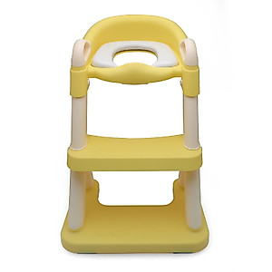 HongK- Baby Yellow Wider Step Toddler Potty Training Seat Ladder Toilet Chair Infant Kid Bathroom Trainer