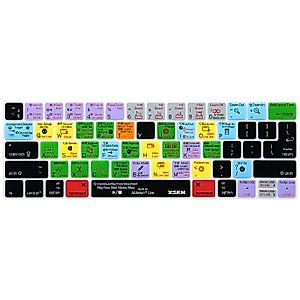 XSKN New Shortcut Design Silicone Keyboard Skin Cover for Touch Bar MacBook Pro 13.3" A2159 A1706 A1989 MacBook Pro 15.4" A1707 A1990 and Touch Bar Sticker - US EU Universal Version (Ableton)