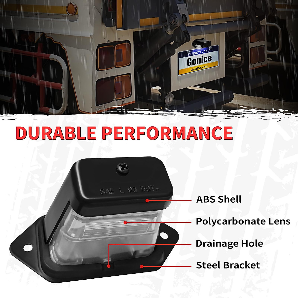 Gonice Super-Bright LED License Plate Light - 6-SMD Universal Fit for Truck Trailer Van RV SUV Boat - Under Hood Light - DOT Compliant, 12V-24V DC Waterproof