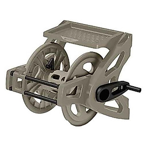Suncast Wall-Mount Garden Hose Reel, 175 ft. 5/8 in. Vinyl Water Hose Holder, Light Taupe