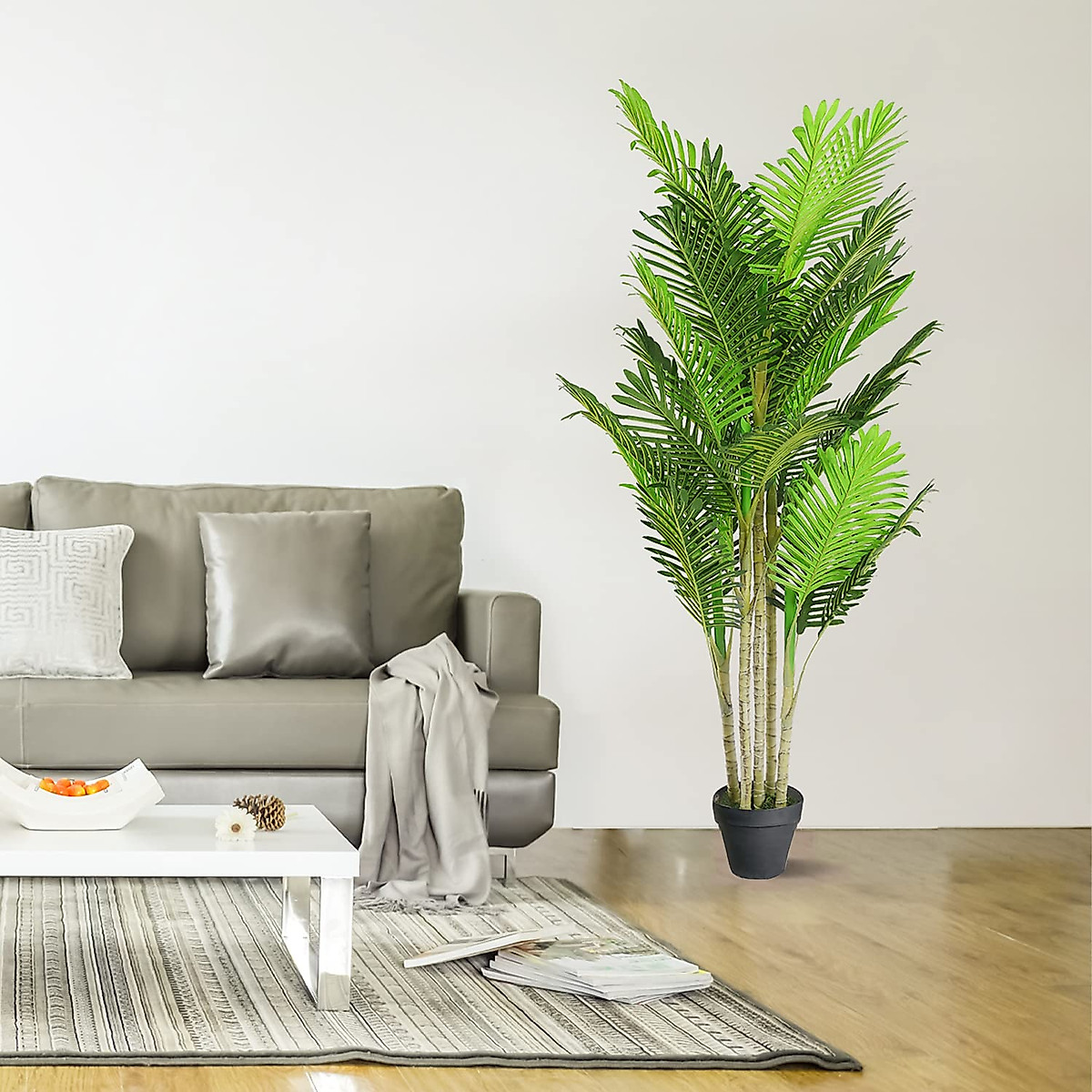 4.3 Feet Artificial Palm Plant Tree with 29 Trunks Faux Tree and Pot for Home Office Decoration…