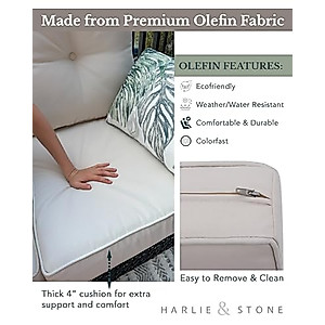 Harlie & Stone Outdoor Seat Cushion, Patio Chair Cushions, Outdoor seat Cushions Set of 2, Replacement Cushions for Outdoor Furniture, Outdoor Chair Cushion, 22 x 22 Outdoor Cushions - Beige