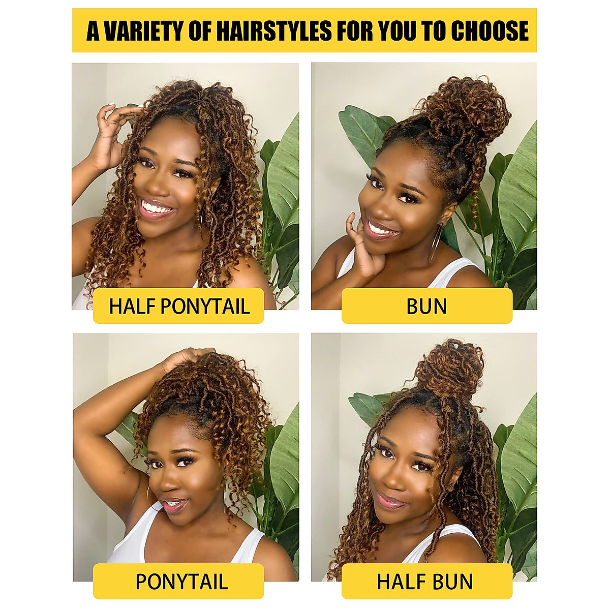 Goddess Locs Crochet Hair 14 Inch 7 Packs Curly Faux Locs Crochet Hair with Curly Ends River Locs Crochet Hair for Black Women Crochet Braids with Curly Ends (14 Inch, 7 Packs, T1B30)