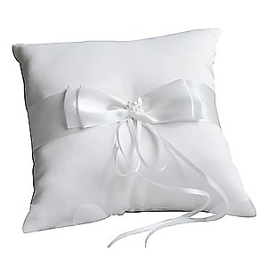 ccHuDE Faux Pearl Satin Ring Pillow Wedding Ring Bearer Cushion Ring Display Pillow Engagement Ring Storage Pillow Ceremony Ring Holder for Bridal Shower