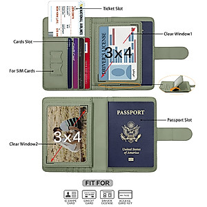 Melsbrinna Rfid Passport Holder for Travel women/Men, Cute Passport Wallet Rfid Blocking Card Slots, Rfid Passport Cover/CaseTravel Wallet, Passport Book Holder (1, Green)