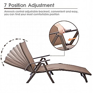NATURAL EXPRESSIONS Outdoor Chaise Lounge Chairs for Outside, Aluminum Patio Lounger Pool Furniture Adjustable Folding Recliner Chair for Beach, Backyard,Lawn,Poolside Supports 300 lbs