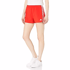 adidas Womens Woven 3-Stripes Sport Shorts Scarlet/White Small