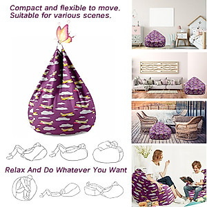 Lukery 3D Baseball Stuffed Animal Storage Bean Bag Chair Cover for Kids and Adults, Stuffable Beanbag (No Filler) Living Room Washable Bean Bag Lazy Sofa (L/35.4x43.3'',Curry Color)