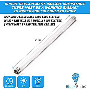 4 Pack T5 21 Inch LED F13T5DL LED Replacement Bulb F13T5 LED 9 Watts 920 Lumens Daylight White 6500k 120V F13 T5 13 Watt Bulb