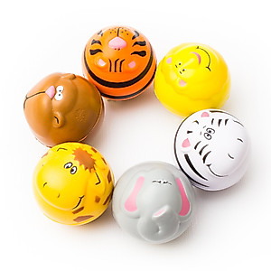 12 Pieces - Zoo Animals Squeeze Stress Ball Bulk for Kids and Adults Party Favor - Assorted Designs