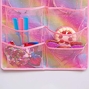 FIOBEE Girls Headband Holder Unicorn Wall Hanging Organizer with Pockets Hair Bow Storage Hairband Holder Display for Wall Closet Kids Room