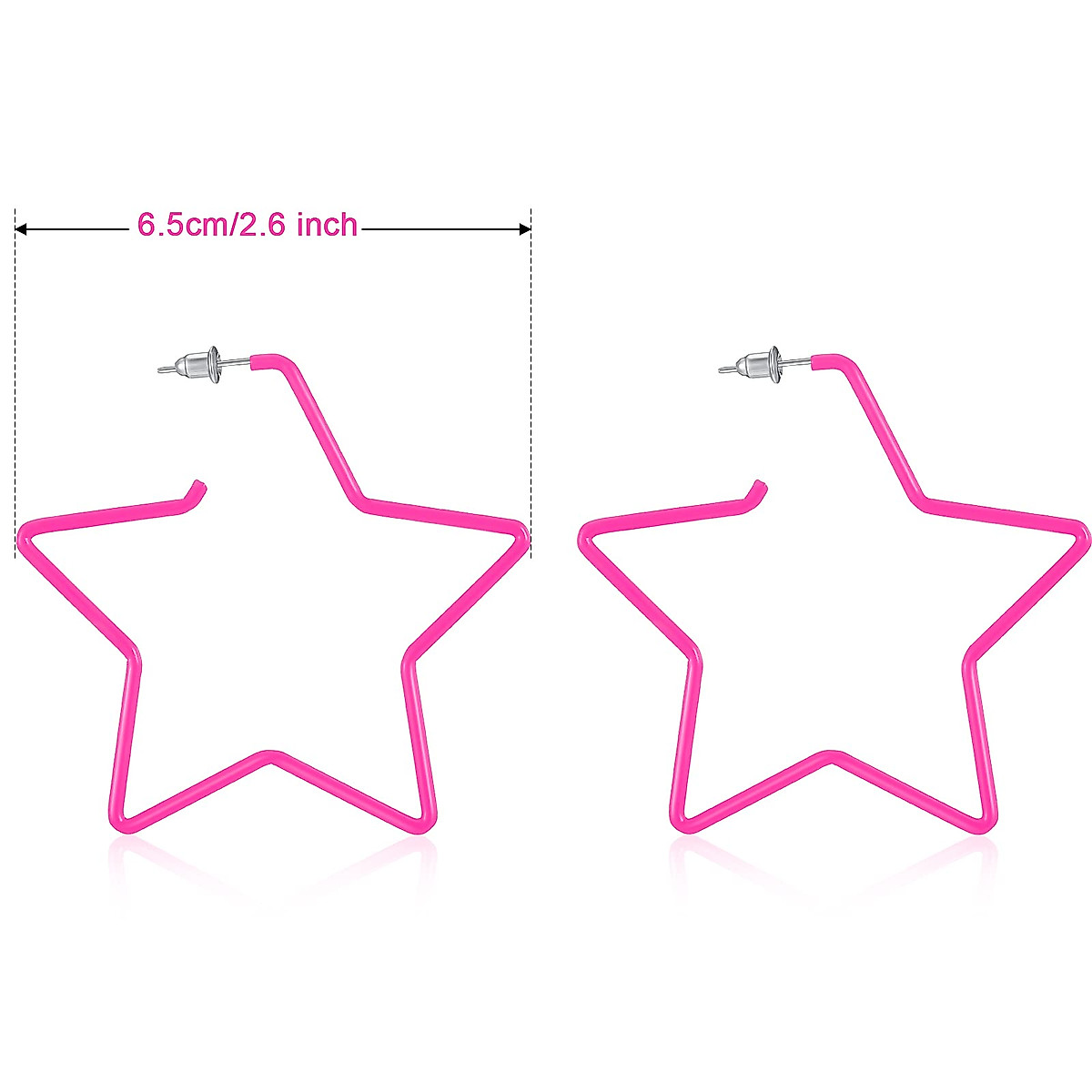 Hicarer 3 Pairs Neon Earrings 70s 80s Party Retro Earrings Gifts for Women Costume Party Accessory(Rose Red, Fluorescent Green, Black,Star Style)