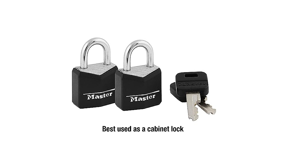 Master Lock 121T Aluminum Padlock for Indoor Use - Black, 2-Pack
