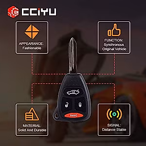 CCIYU Replacement Keyless Entry Remote Control Car Key Fob 1 X 4 Buttons for for D odge/for for J eep/for Mitsubishi/for C hrysler Series KOBDT04A