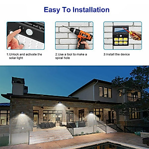 IZENGATE Solar Lights Outdoor, PIR Motion Sensor 3 Modes Solar Security Lights IP65 Waterproof Solar Lights Outdoor Solar Wall Lights for Front Door, Backyard, Garage, Deck, Pathway,Porch (112LED)
