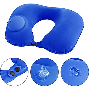 Dufominc Inflatable Travel Neck Pillow for Camping and Traveling Portable U-Shaped Pillow Suitable for Sleep Rest Car Office and Outdoor - Navy Blue